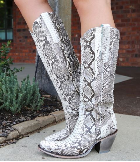 Corral Natural Python Womens Tall Western Boots A3789