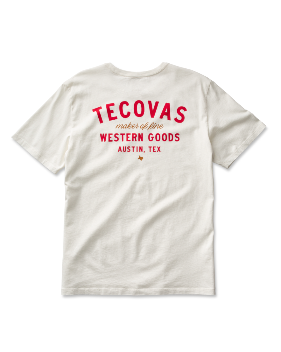 Tecovas Bone/Red Fine Makers Men's Short Sleeve Logo Pocket Tee FINEMA