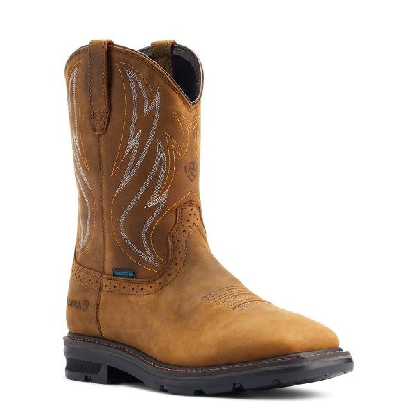 Ariat Distressed Brown Sierra Shock Shield Men's Wide Square Toe Water