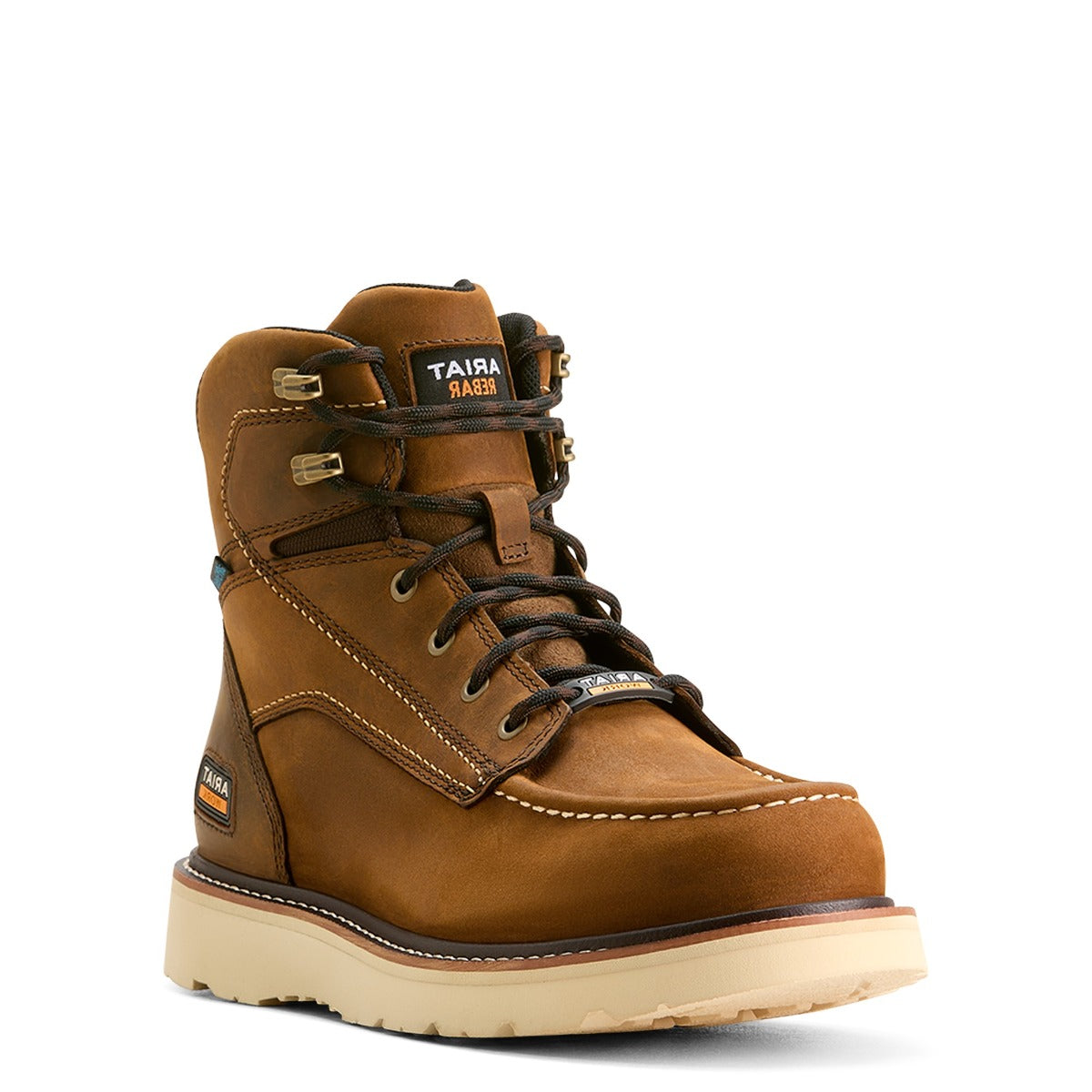 Ariat Distressed Brown Rebar Wedge Moc Toe Men's 6 inch Waterproof Wor