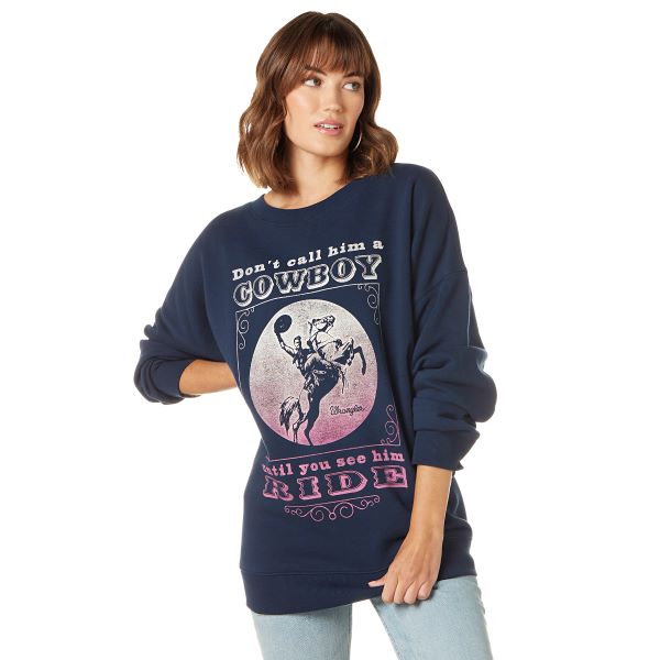Wrangler Pageant Blue Cowboy Ride Women's Fleece Sweatshirt 112335643