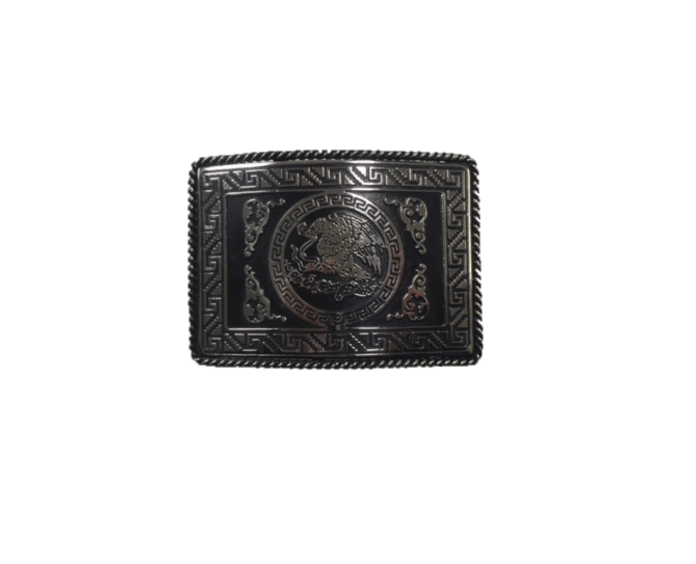 Iron Horse Black and Silver Rectangle Mexican Eagle Buckle 1151