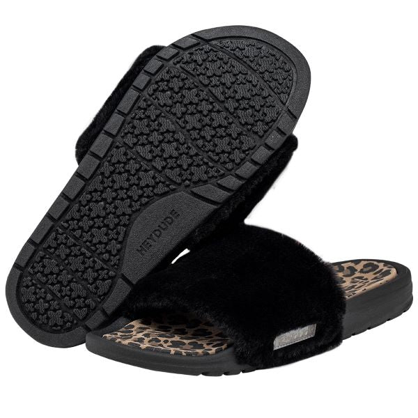 Hey Dude Black Peggy Cheetah Slide Sandals 122084895