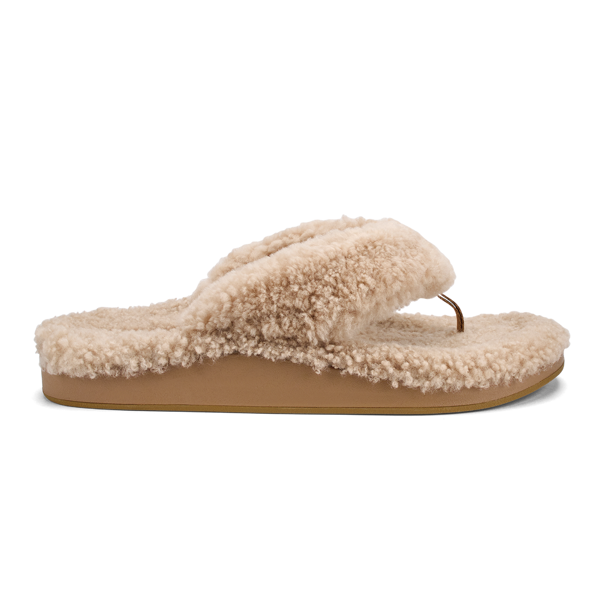 Olukai Tan Kipea Heu Women's Fuzzy Slipper Sandals 20464-34V2