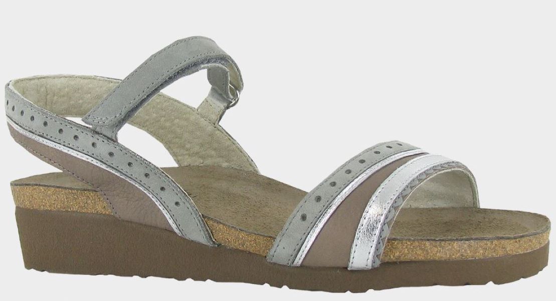 Naot Soft Stone Leather with Gray Nubuck and Soft Silver Leather Bever