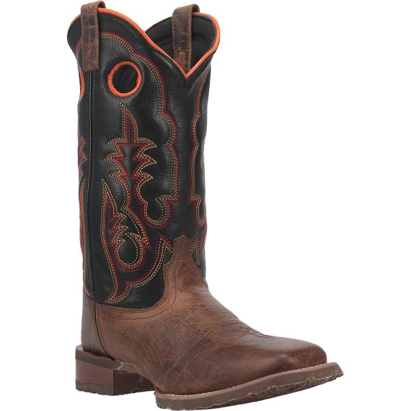 Laredo Brown/Black Isaac 13 inch Broad Square Toe Men's Western Boots