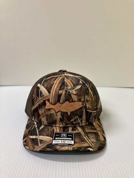 Richardson Mossy Oak Original 112 Trucker Cap with Topo Fish Patch 842