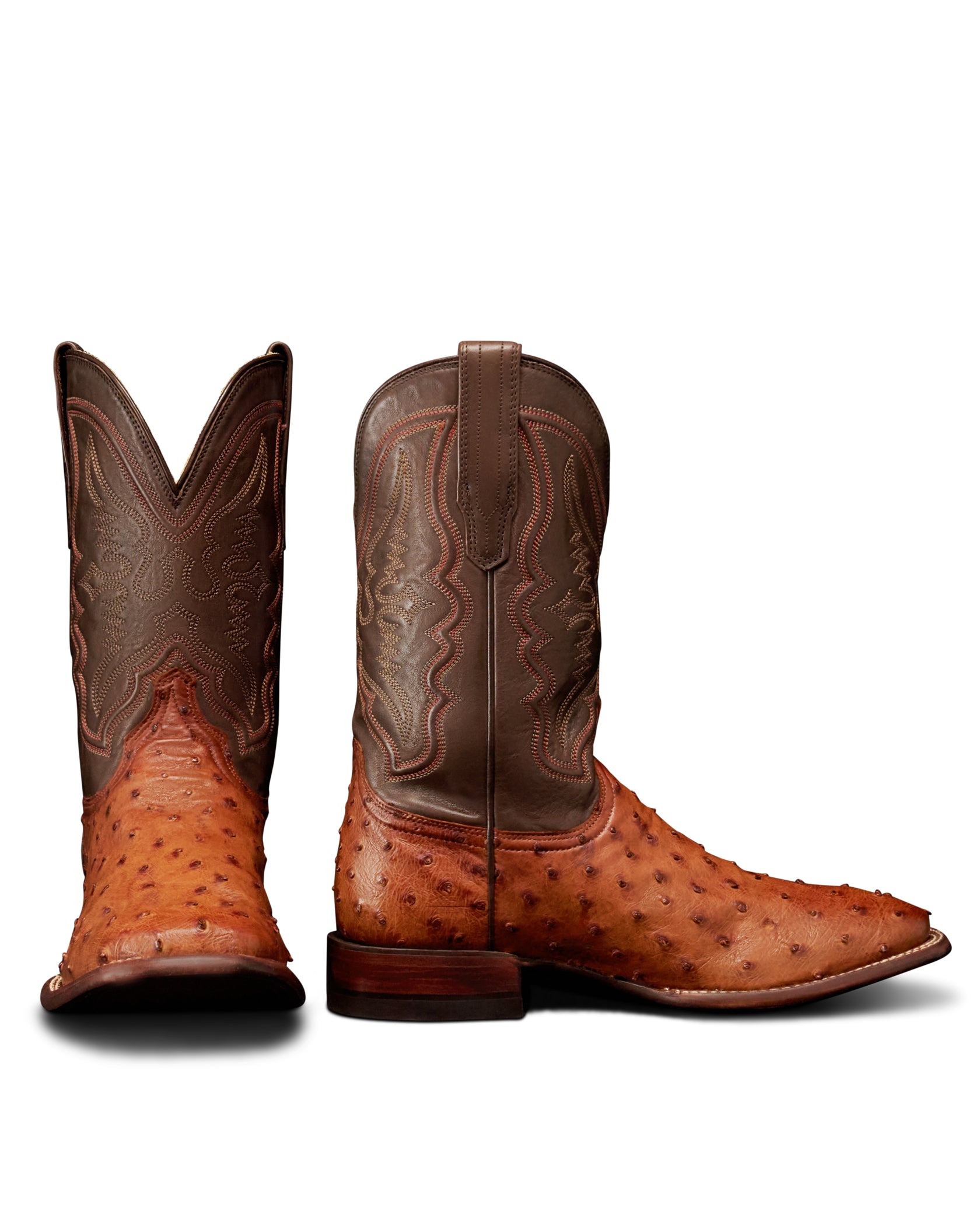 Tecovas Pecan The Emmitt Ostrich Broad Square Toe Men's Cowboy Boots M