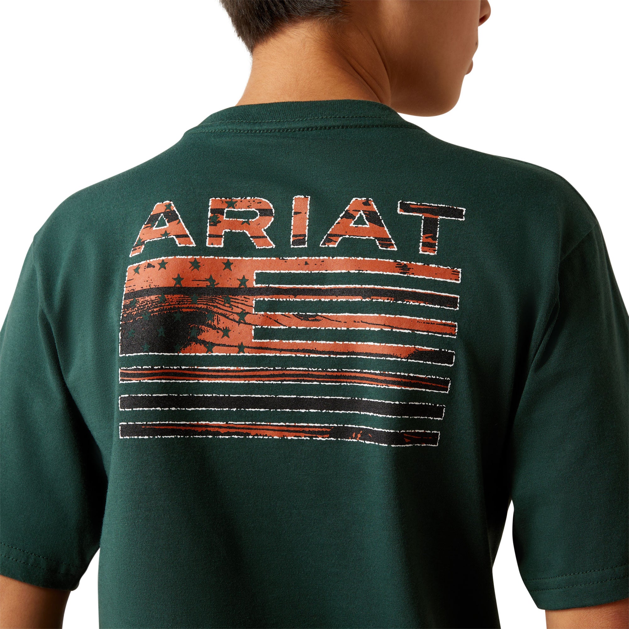 Ariat Forest Green Rustic Wood Flag Men's Short Sleeved T-Shirt 100603