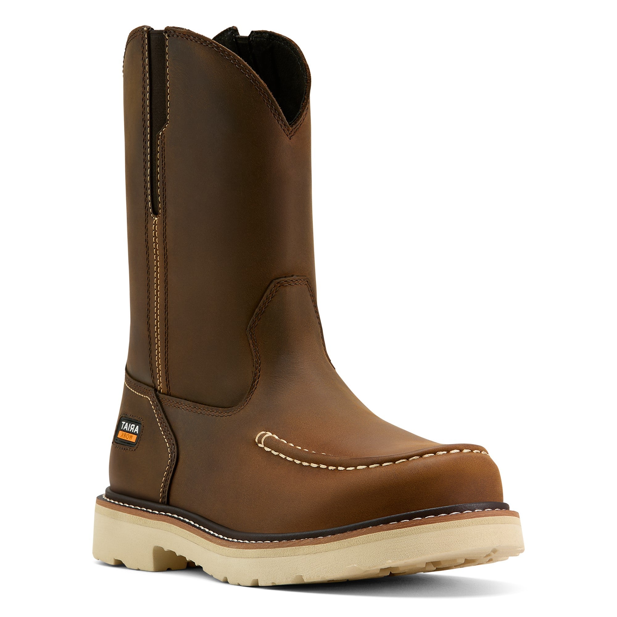 Ariat Distressed Brown Rebar Lift Pull On Moc Soft Toe Men's Work Boot