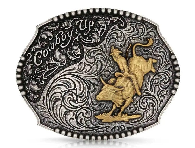 Montana Silversmiths Cowboy Up Bull Rider Buckle A1031P
