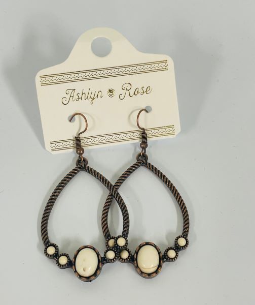 Ashlyn Rose Copper Color and Cream Teardrop Statement Earrings AE9772-