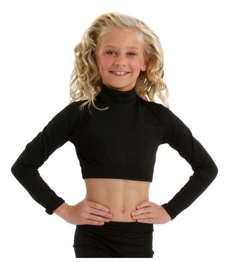 Body Wrappers White BW ProWear Long Sleeve Turtleneck Midriff Pullover