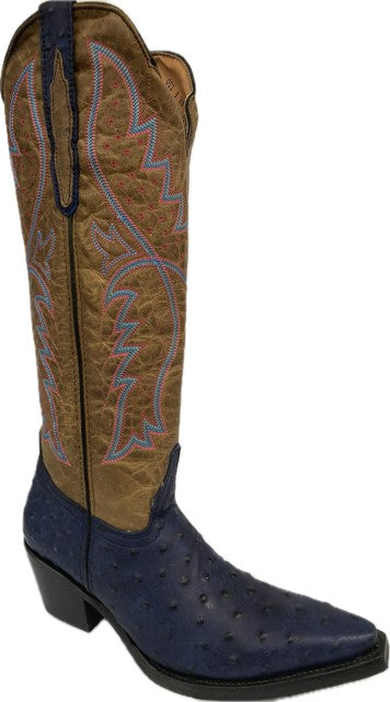 Dingo Selene Blue Ostrich/Brown Leather Upper Women's Western Boots DI