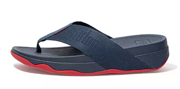 Fitflop Navy Surfa Woven-Logo Toe-Post Women's Sandals DU4-399