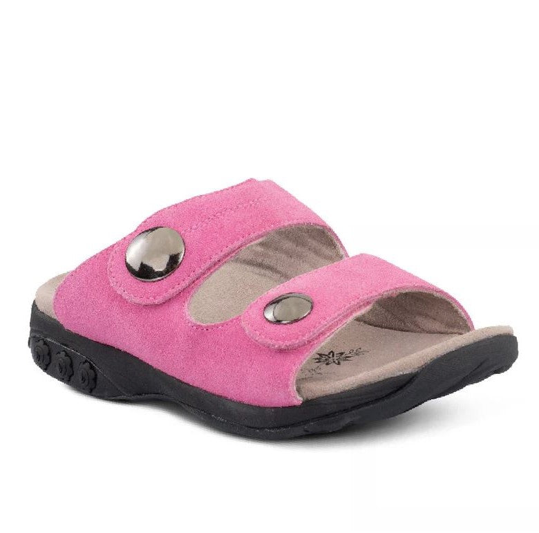 Therafit Pink Eva Women's Leather Adjustable Strap Slip On Sandals F60
