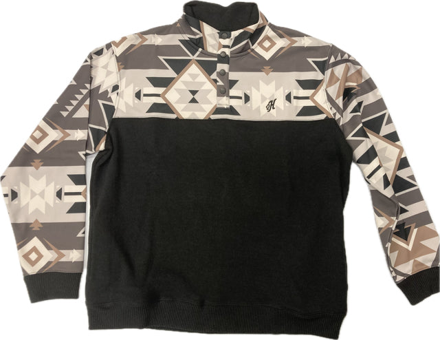 Hooey Black/White/Brown with Aztec Print Stevie Men's Pullover HH1248B