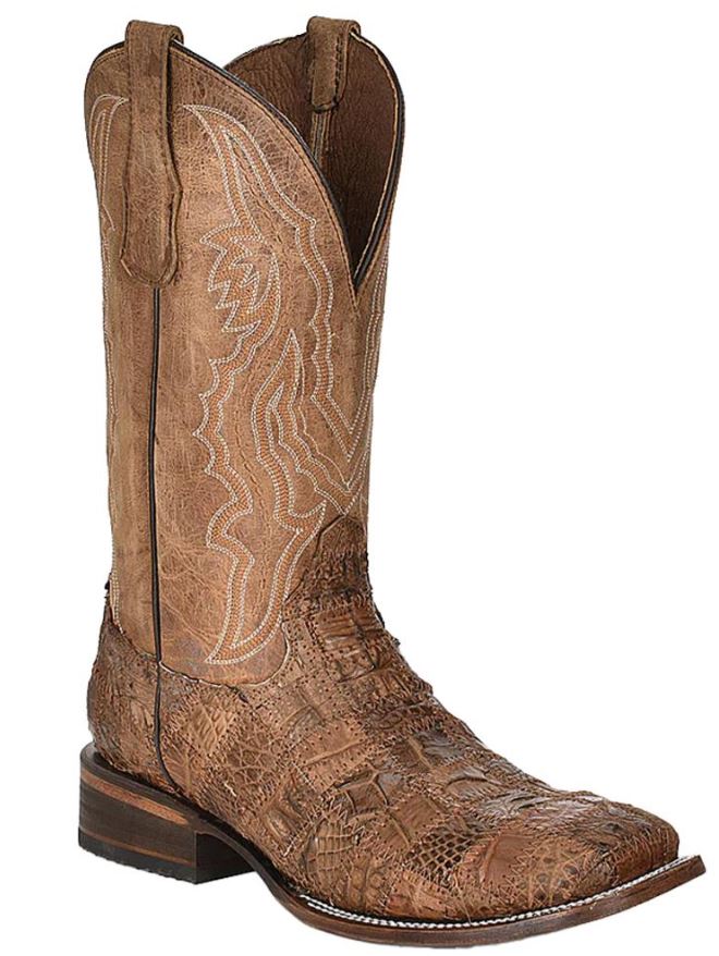 Circle G by Corral Tan 12 inch Men's Caiman Patchwork Vamp Men's Squar