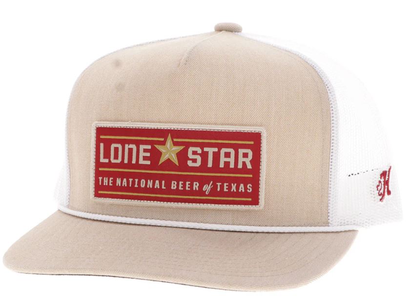 Hooey Tan/White Lone Star Patch Ball Cap LS029T