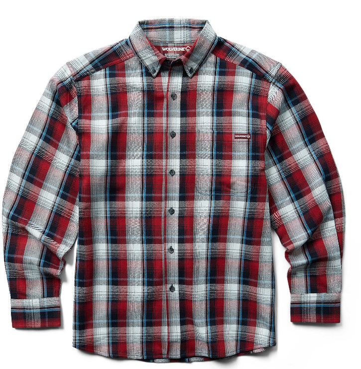 Wolverine Red Navy Plaid Mens Hastings Flannel Shirt W1211540