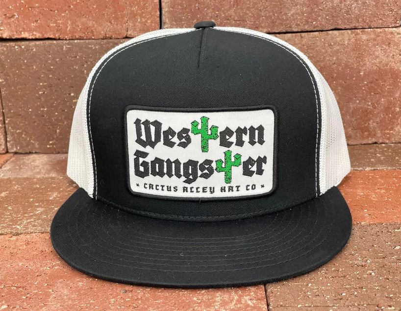 Cactus Alley Black/White Mesh Western Gangster Snapback Cap WESTERNGAN
